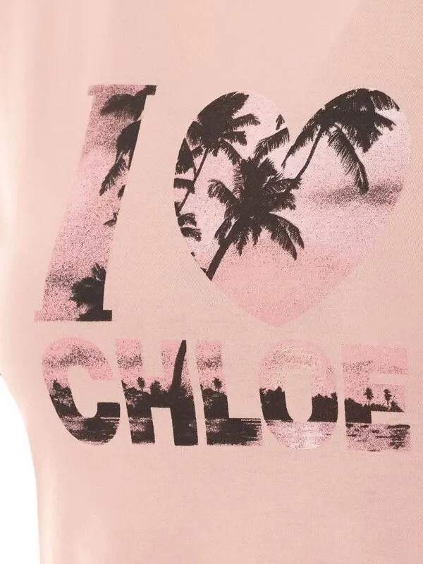 Chloé Printed Cotton T-shirt - Pink