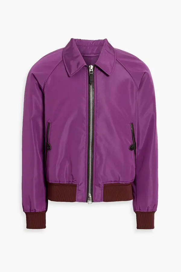 TOM FORD Leathertrimmed Silkblend Bomber Jacket - Violet