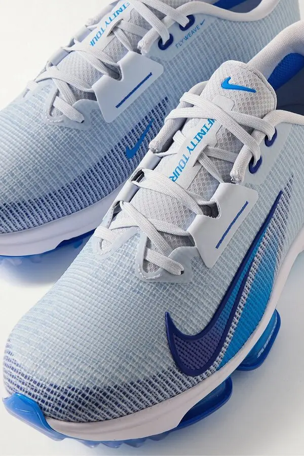 Nike Air Zoom Infinity Tour 2 Rubbertrimmed Flyknit Golf Sneakers - Blue