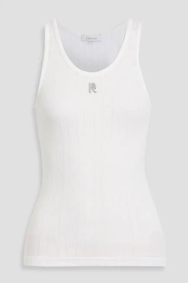 Rabanne Appliquéd Pointelleknit Cotton Tank