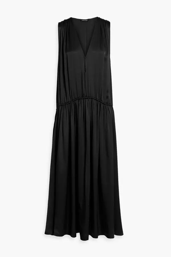 ANINE BING Mia Silksatin Midi Dress - Black