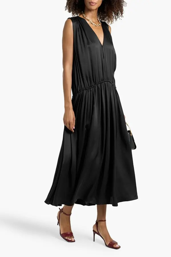 ANINE BING Mia Silksatin Midi Dress