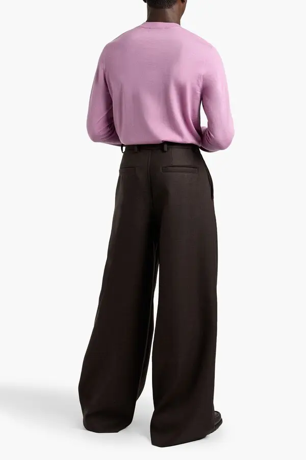 Dries Van Noten Wideleg Layered Wooltwill Pants