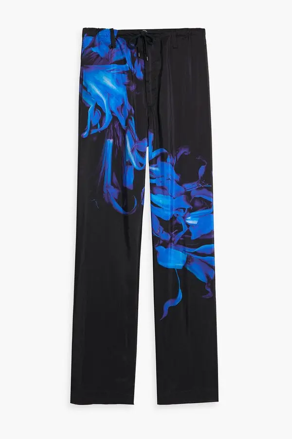 Dries Van Noten Printed Silk Drawstring Pants