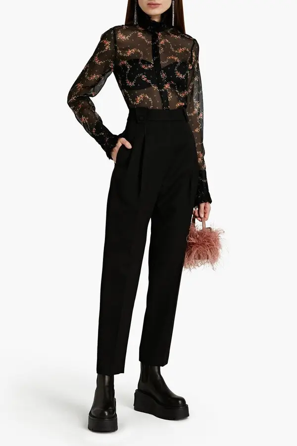 Rabanne Pleated Wool-crepe Tapered Trousers