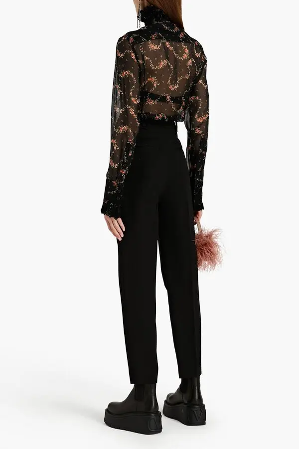 Rabanne Pleated Wool-crepe Tapered Trousers