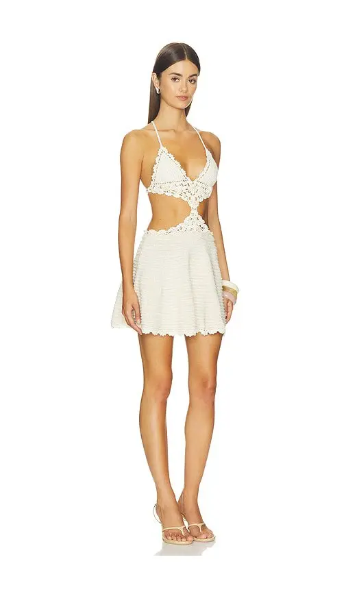 Retrofete Aisola Crochet Dress In Neutral