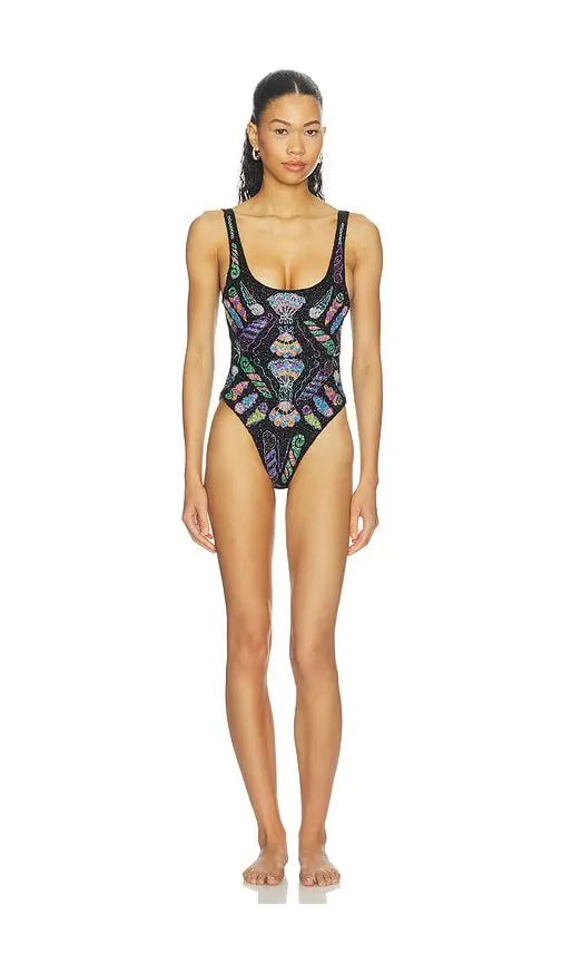 OCEANUS One Piece Shell Embellished Swimsuit - Black