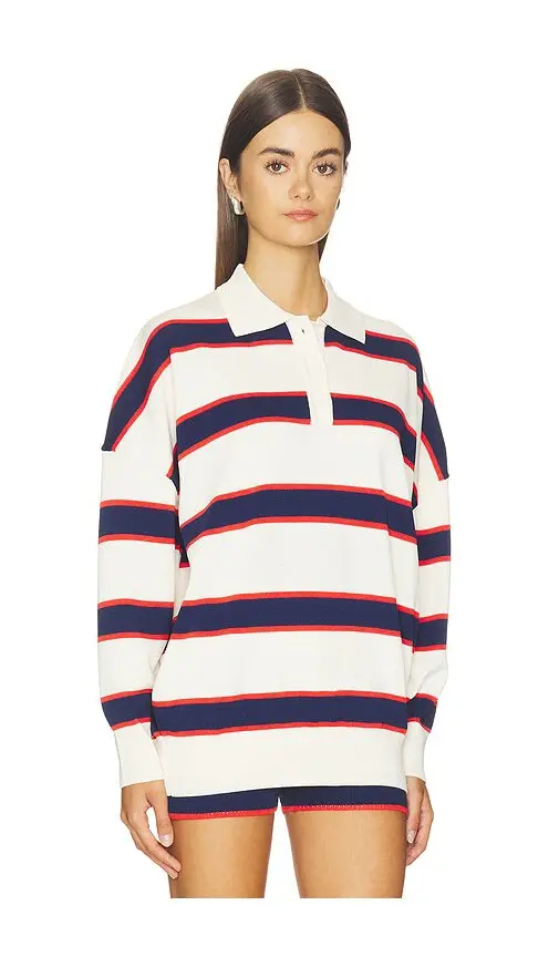 SEROYA Taby Striped Knit Polo