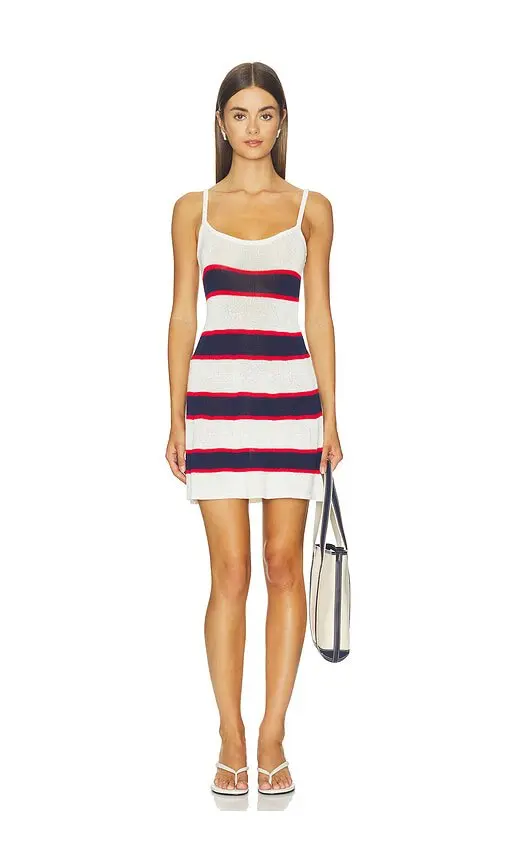 SEROYA Azriel Knit Mini Dress In Multi - Eggshell Stripe