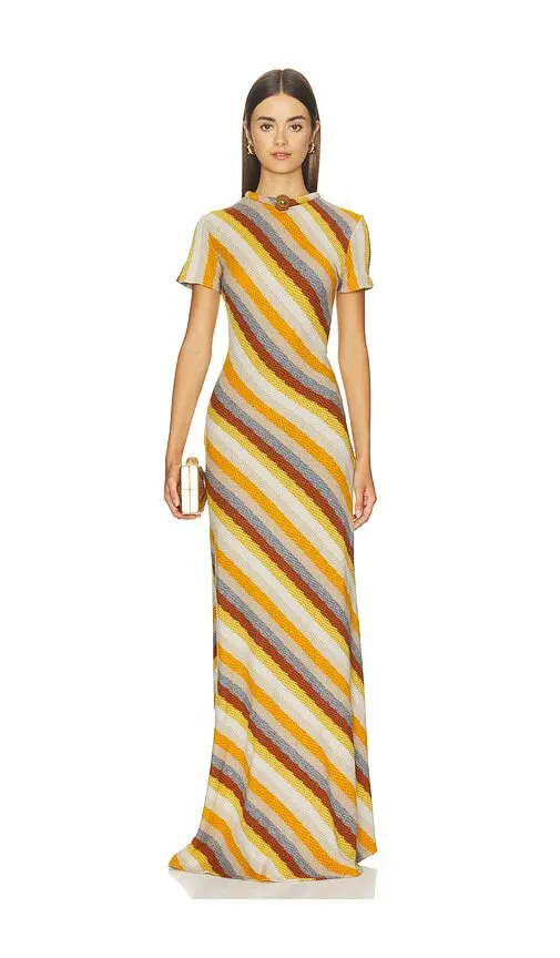 Silvia Tcherassi Allie Dress In Multi - Multi Color Stripes