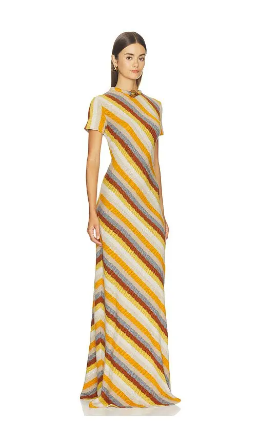 Silvia Tcherassi Maxi Dress With Diagonal Stripes - Multi Color Stripes