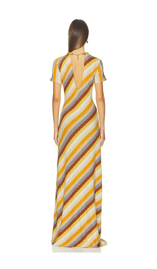 Silvia Tcherassi Maxi Dress With Diagonal Stripes - Multi Color Stripes
