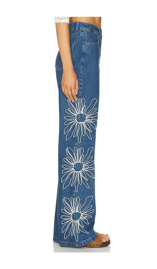 THE WOLF GANG Amana Denim Flare Jean In Blue
