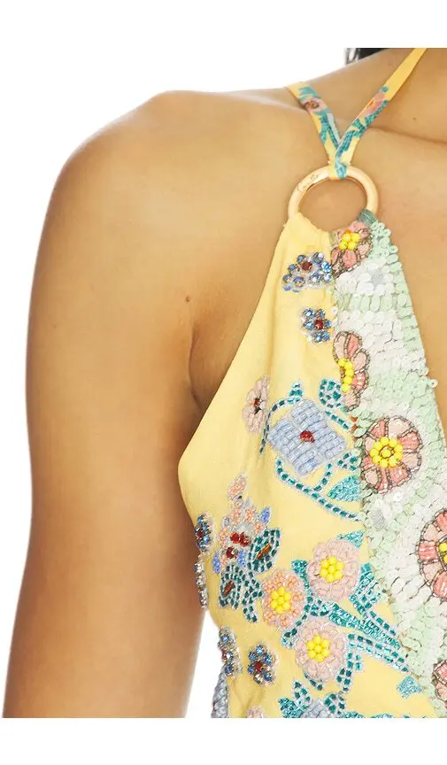Camilla Tiered Dress With Hardware In Yellow