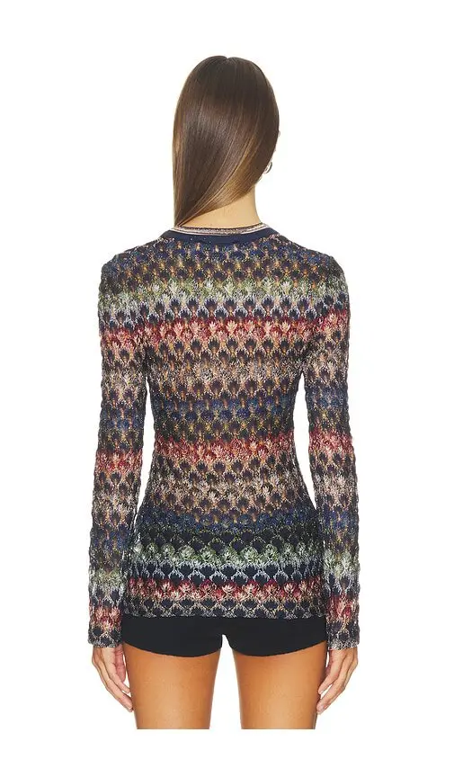 Missoni V-neck Cardigan In Metallic Knit