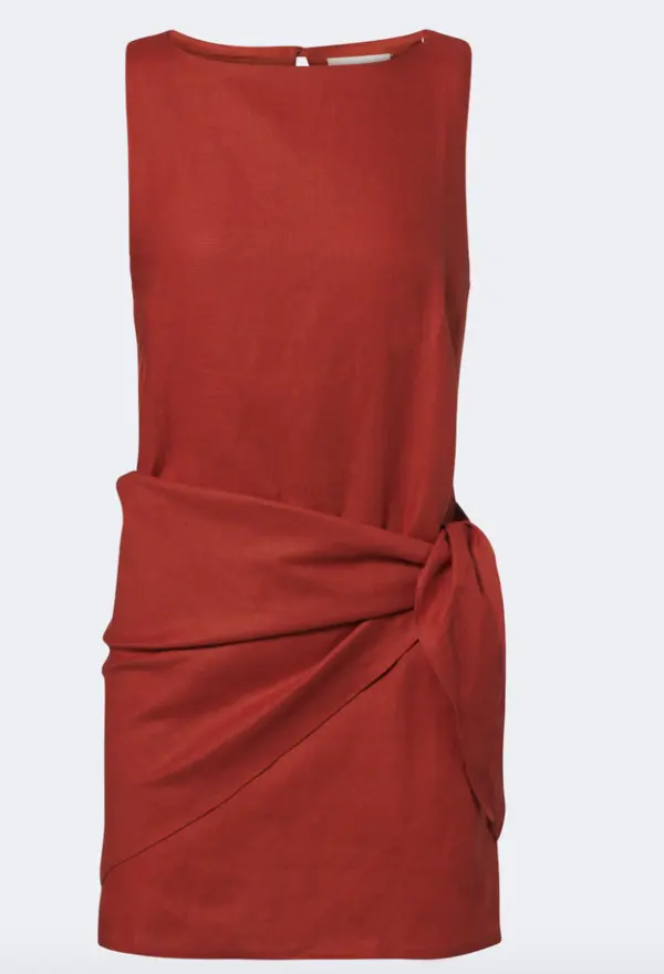 Faithfull The Brand Souline Belted Linen Minidress - Red