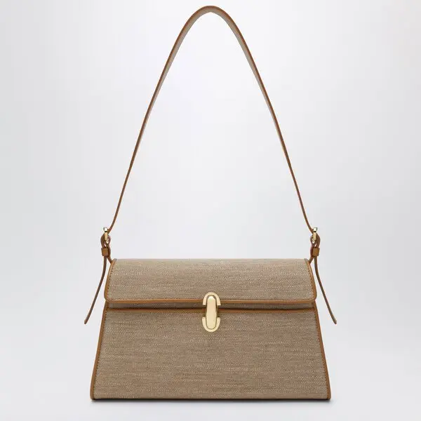 Savette Symmetry Crossbody Bag In Canvas And Leather - Cream