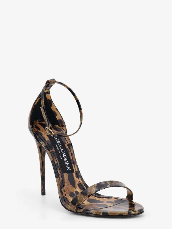 Dolce & Gabbana Leopard Print Leather Stiletto Sandals - Multicolor
