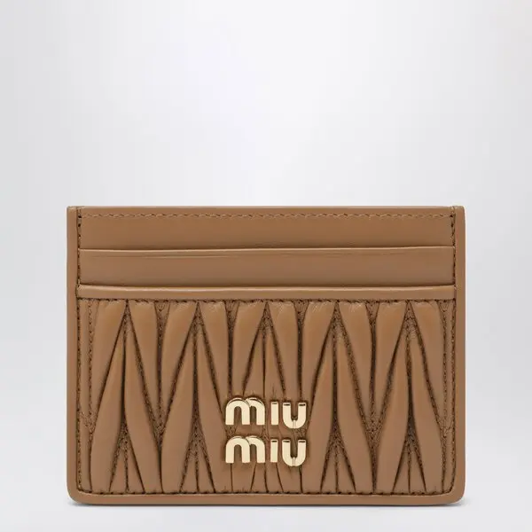Miu Miu Caramel Card Holder In Matelasse Nappa Leather - Cream