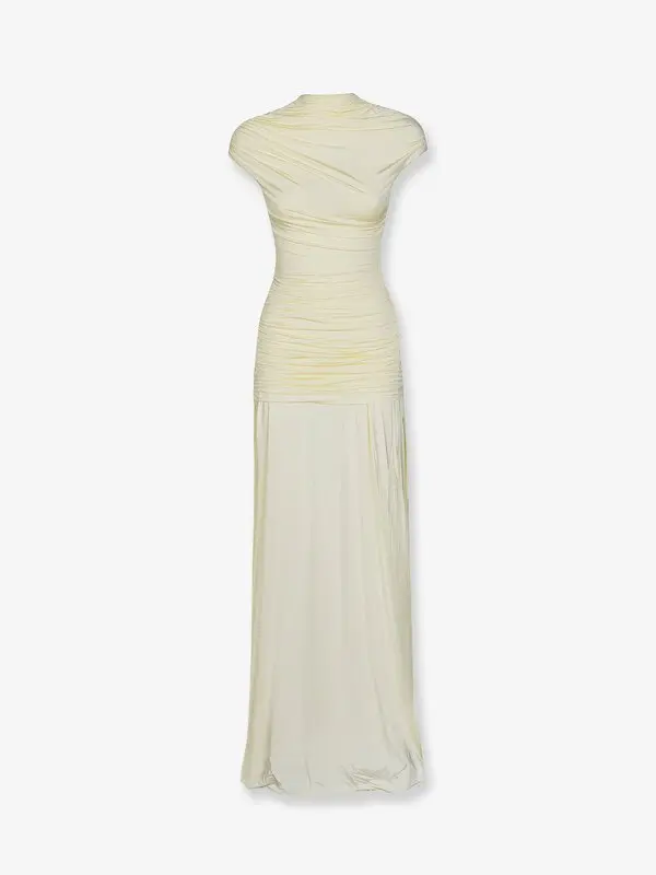 SELF-PORTRAIT Draped Jersey Long Dress - Yellow