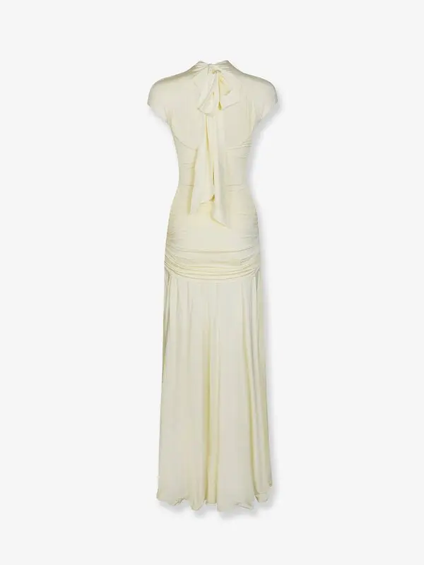 SELF-PORTRAIT Draped Jersey Long Dress - Yellow