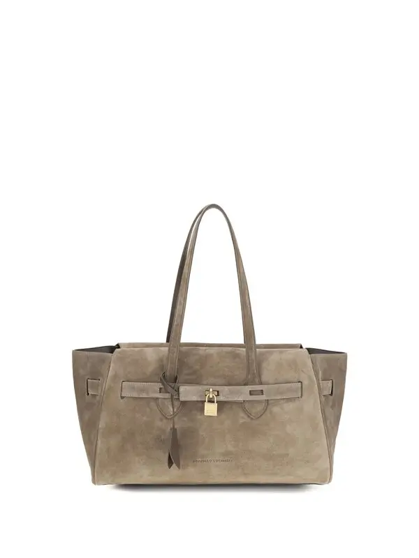 Brunello Cucinelli Suede Shoulder Bag - Cream
