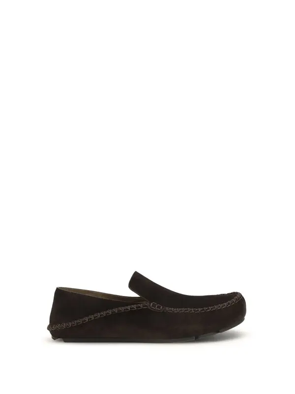 Loewe Rambla Suede Calfskin Loafers - Brown