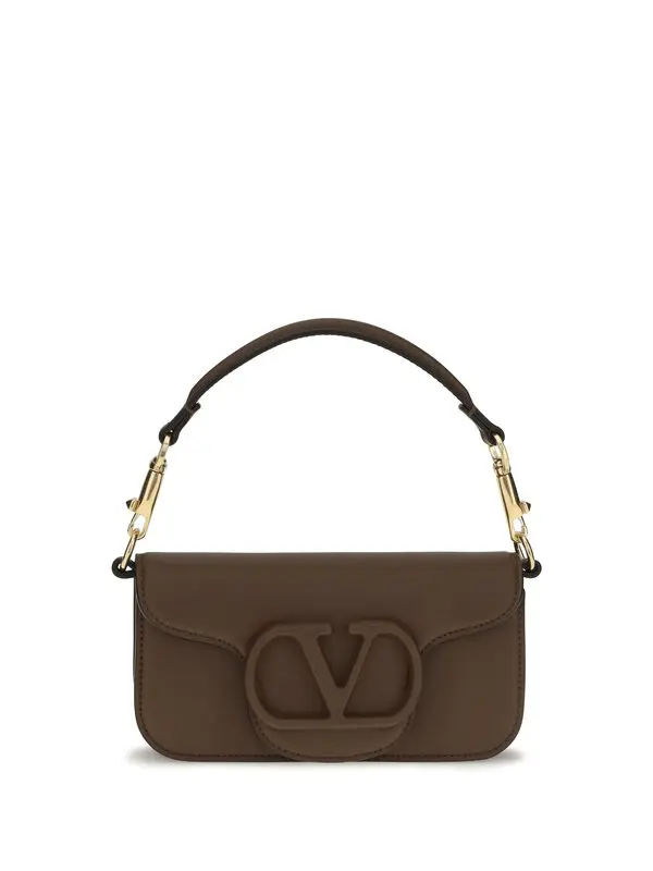 Valentino Garavani Mini Locò Shoulder Bag In Calfskin - Brown