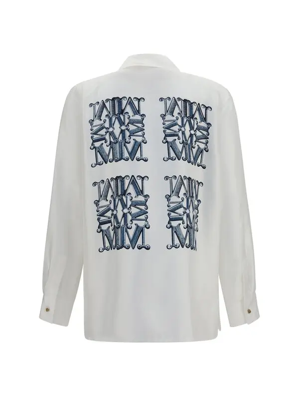 Max Mara Printed Silk Twill Shirt With Classic Collar - White