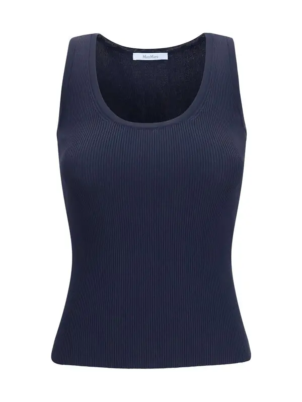 Max Mara Ribbed Jersey Tank Top - Blue