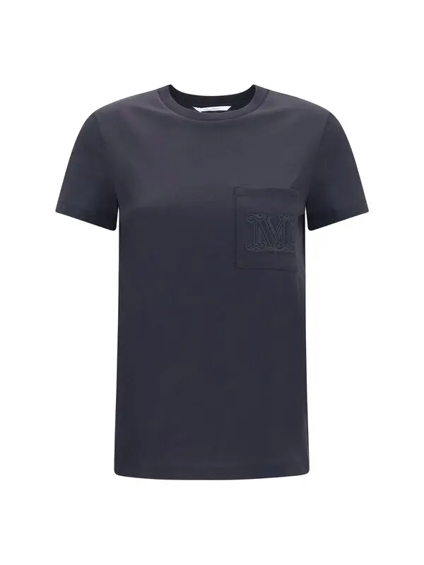 Max Mara Papaia Cotton T-shirt With Monogram Detail - Black