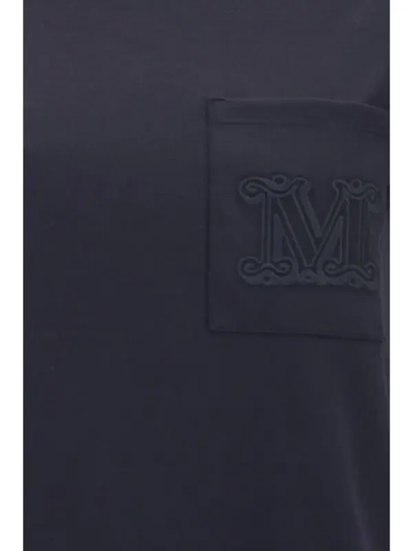 Max Mara Papaia Cotton T-shirt With Monogram Detail - Black