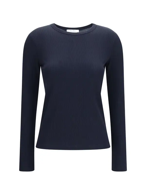 Max Mara Ribbed Long-sleeve Crew Neck Sweater - Blue