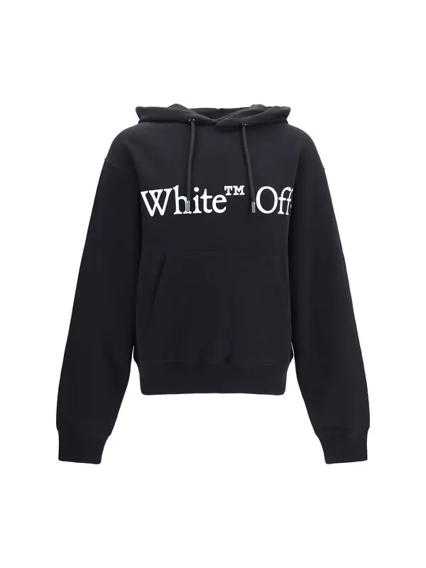 Off-White Graphic Print Cotton Hoodie - Black