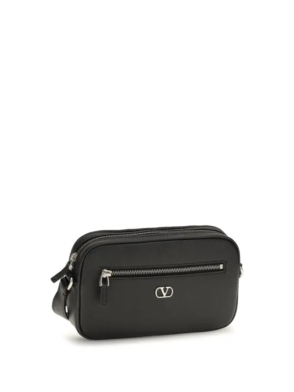Valentino Garavani Grained Leather Crossbody Bag With Zip And Vlogo Detail