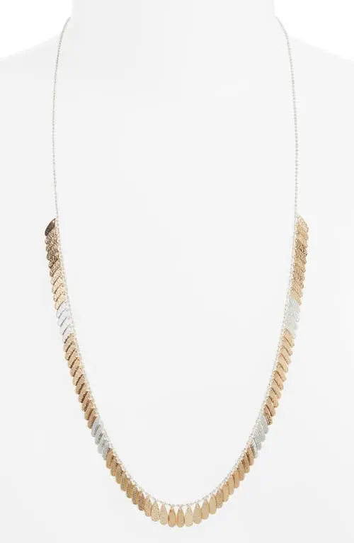 OPEN EDIT Shimmer Chain Necklace With Textured Leaf-like Charms