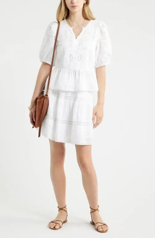 Treasure & Bond Lace Trim Cotton Miniskirt - White