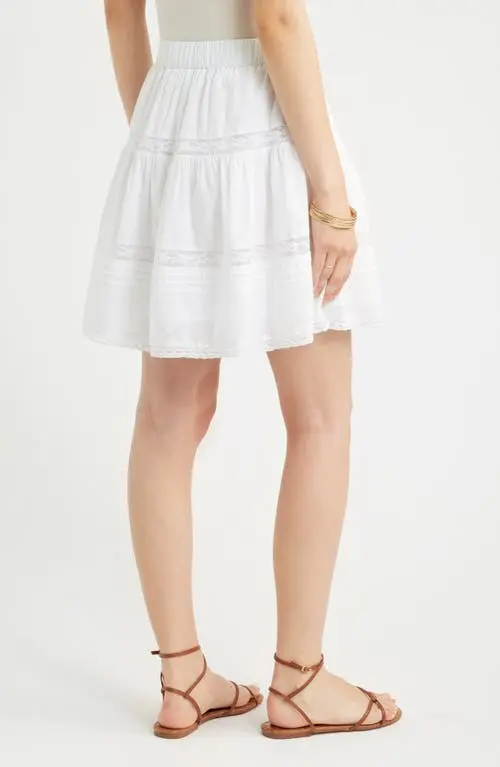 Treasure & Bond Lace Trim Cotton Miniskirt - White