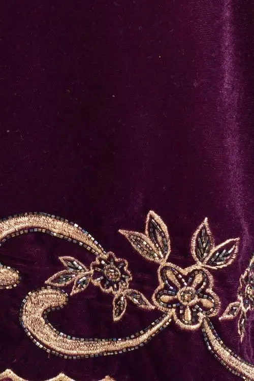 RAAS Cutwork Floral Hand Embroidered Velvet Scarf