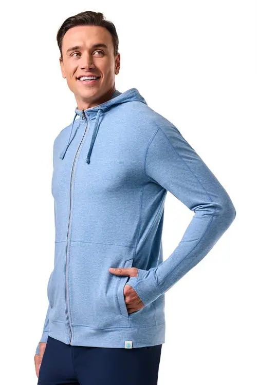 Coolibar Lumaleo Full Zip Hoodie - Light Blue Heather