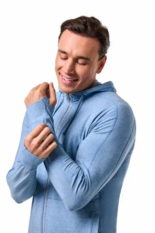 Coolibar Lumaleo Full Zip Hoodie - Light Blue Heather