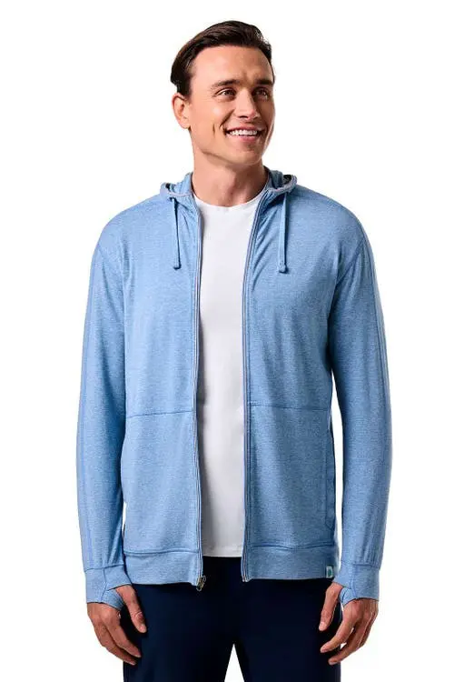 Coolibar Lumaleo Full Zip Hoodie - Light Blue Heather