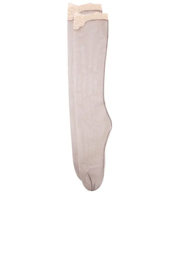 Valentino Garavani Lace Trimmed Knee High Socks