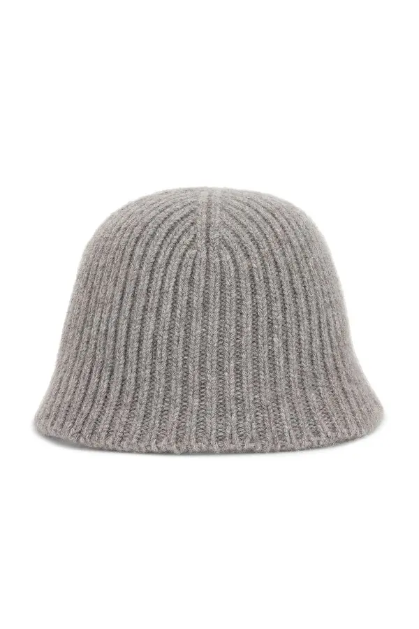 Miu Miu Ribbed Cashmere Wool Bucket Hat - Grigio