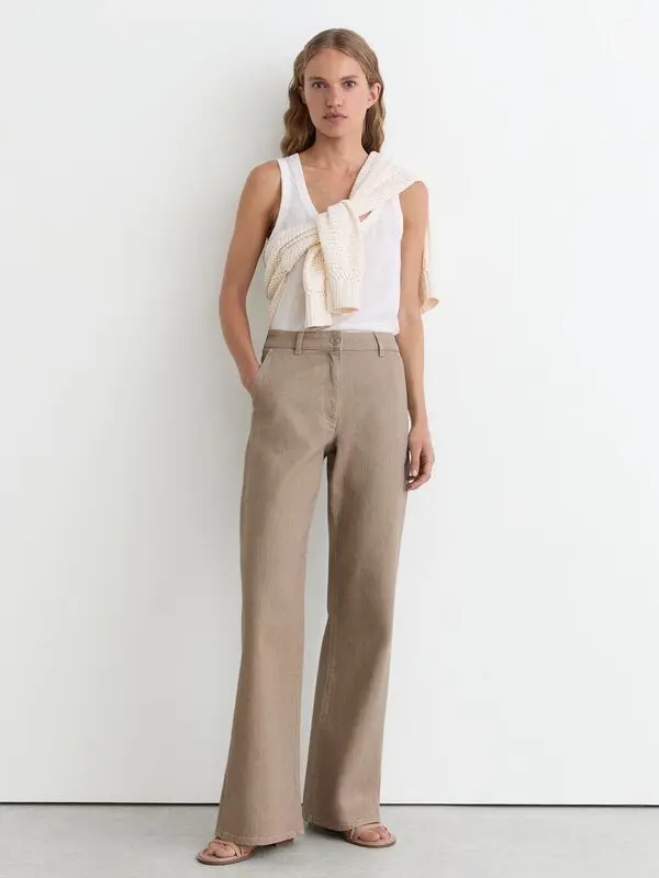 REISS Addie Petite Wide-leg Jeans - Sand