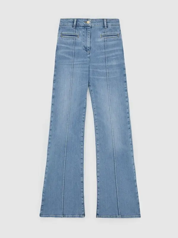 REISS Claude Pintuck Flared Jeans - Light Blue