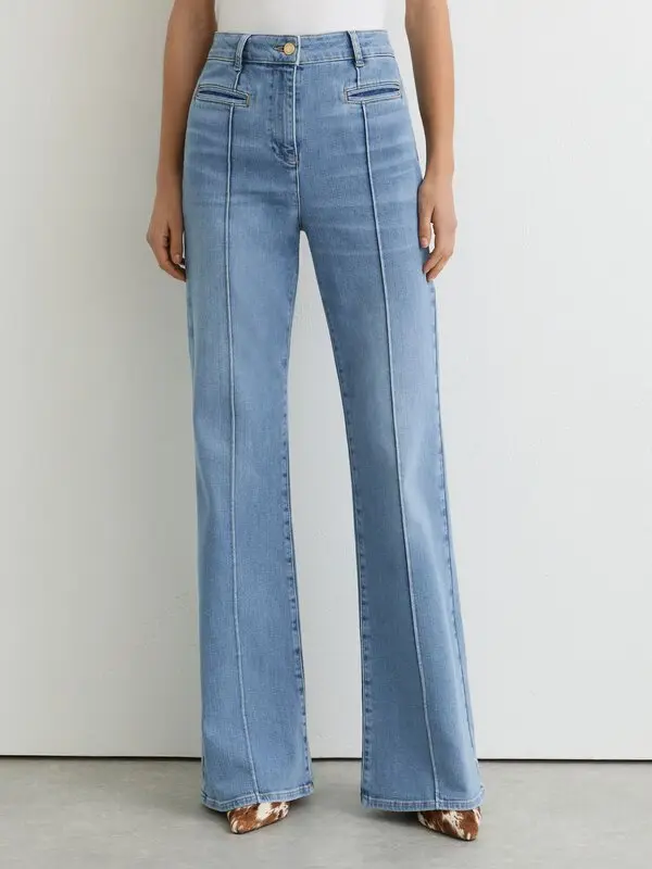 REISS Claude Pintuck Flared Jeans - Light Blue