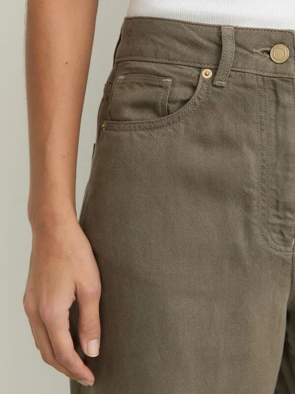 REISS Carmen Petite Lyocell-linen Wide-leg Trousers - Khaki Green
