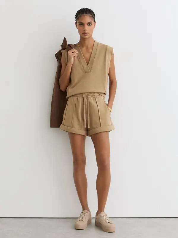 REISS Willa Cotton-blend Drawstring Sweat Shorts